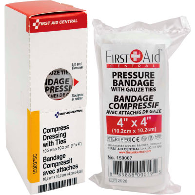 First Aid Central SmartCompliance® Compress Pressure Bandage with Ties ...