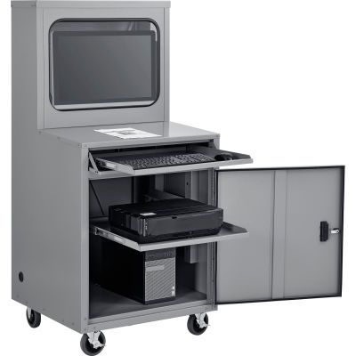 Global Industrial™ Deluxe LCD Industrial Computer Cabinet, Dark Gray ...
