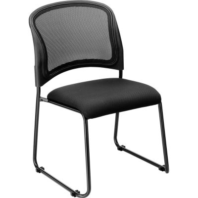 Interion® Stacking Chair With Mid Back, Fabric, Black - Pkg Qty 4 ...