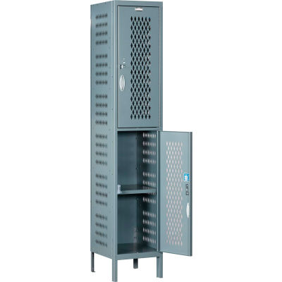 Global Industrial™ Capital® 2-Tier 2 Door Ventilated Locker, 15"Wx18 ...