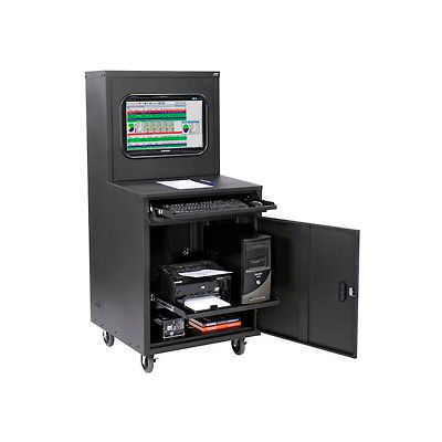 Global Industrial™ Mobile Heavy-Duty LCD Computer Cabinet, Black ...