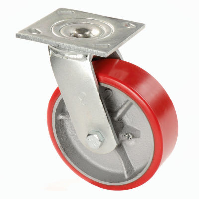 Global Industrial™ Heavy Duty Swivel Plate Caster 6" Polyurethane Wheel ...
