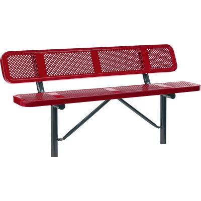 Global Industrial™ 6' Outdoor Steel Bench w/ Backrest, Perforated Metal ...