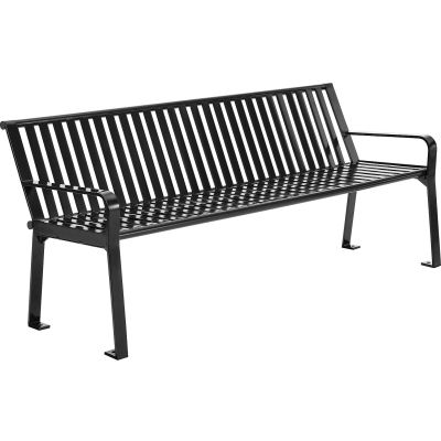 Global Industrial™ 6' Outdoor Bench with Back, Vertical Steel Slat ...