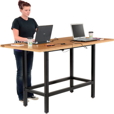Interion® Standing Height Table with Power, 72"L x 36"W, Natural ...