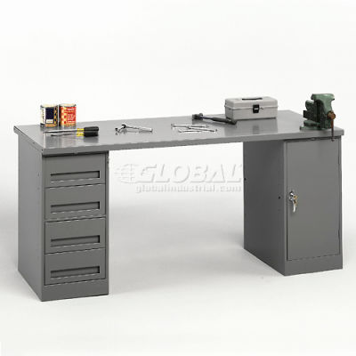 Pedestal Workbench 4-Drawer And Cabinet Pedestal | 752288 ...