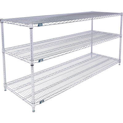 Nexel® Chrome, 3 Tier, Wire Shelving Starter Unit, 72"W x 12"D x 34"H ...