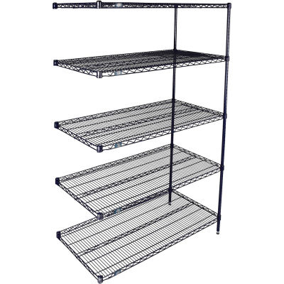 Nexel® 5 Shelf, Nexelon® Blue Wire Shelving Unit, Add On, 60"W x 14"D x ...