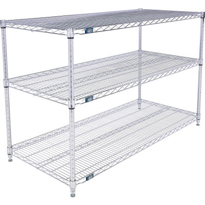 Nexel® 3 Shelf, Stainless Steel Wire Shelving Unit, Starter, 54"W x 24 ...