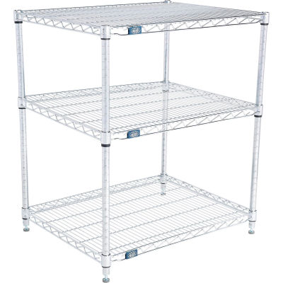 Nexel® 3 Shelf, Stainless Steel Wire Shelving Unit, Starter, 30"W x 21 ...