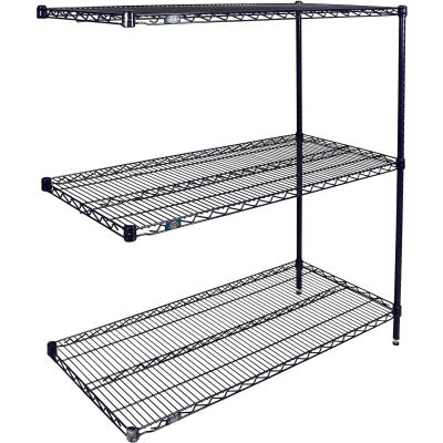 Nexel® 3 Shelf, Nexelon® Blue Wire Shelving Unit, Add On, 30"W x 24"D x ...