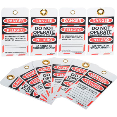 Bilingual Lockout Tags - Do Not Operate Equipment Tag-Out - 10/Pack ...