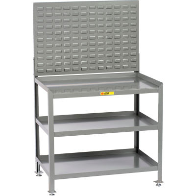 Little Giant® Workbench, 36 x 24", Louvered Panel & 3 Shelves, Steel ...