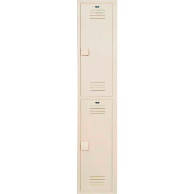 Bradley® 2-Tier 2 Door Lenox Plastic Locker, 12"W x 18"D x 60"H, Beige ...