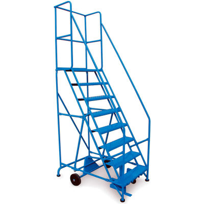 Canway 60 Degree Standard Slope Rolling Ladder, 6 Step, 96" H, Rotates ...