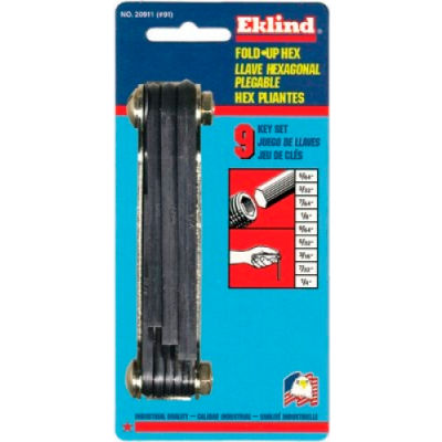 Eklind 20911 5/64-1/4" 9Pc. Ball End Fold Up SAE Hex Key Set | B326613 ...