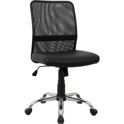 Interion® Mesh Back Task Chair With Mid Back, Synthetic Leather, Black ...