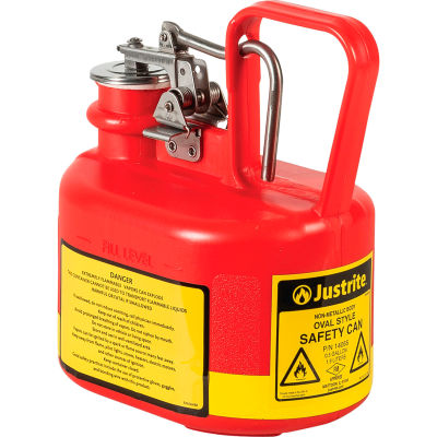 Justrite® Type I Safety Can For Flammable Liquids, Plastic, 0.5 Gallon ...