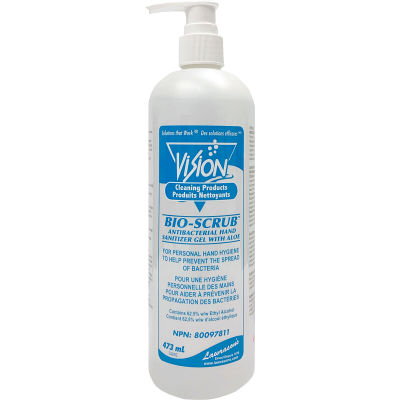 Vision Bio-Scrub Antibacterial Hand Sanitizer, 473 ml, 12 Bottles/Case ...