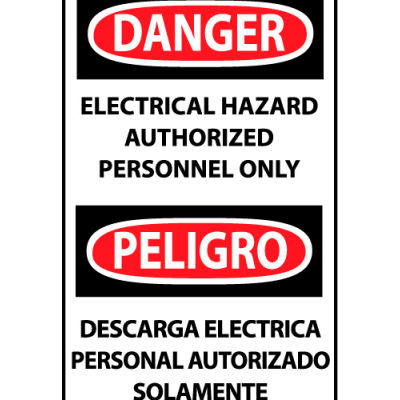 Bilingual Machine Labels - Danger Electrical Hazard Authorized ...