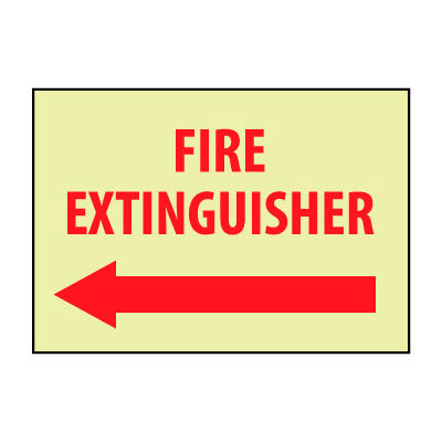 Glow Sign Rigid Plastic - Fire Extinguisher Left Arrow | B169336 ...