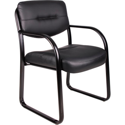 Interion® Waiting Room Chair with Arms - Leather - Black | B522142 ...