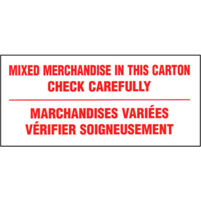 Mixed Merchandise Shipping Label - 6" X 3" - Bilingual | B0003531 ...