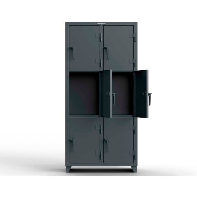 StrongHold® 3-Tier 6 Door Extra Heavy Duty Locker, 36"W x 18"D x 75"H ...