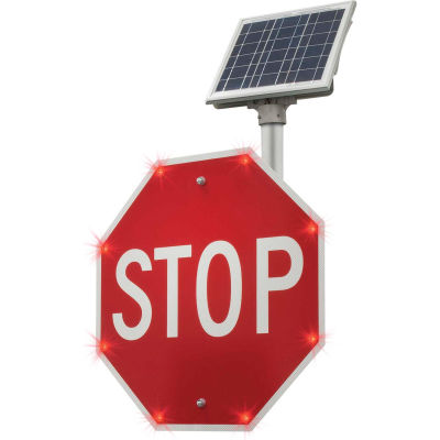 2180-00208 BlinkerStop® Flashing LED STOP Sign R1-1, 36"W, Solar ...