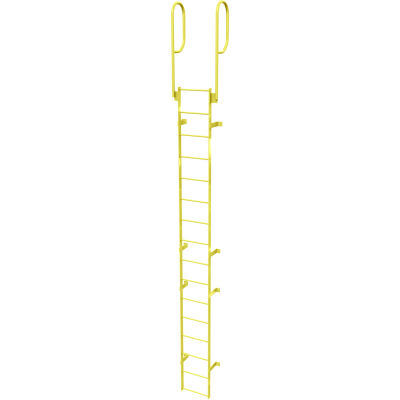 16 Step Steel Walk Through With Handrails Fixed Access Ladder, Yellow ...