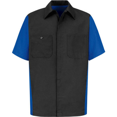 Red Kap® Men's Crew Shirt Short Sleeve Long-2XL Charcoal/Royal Blue ...